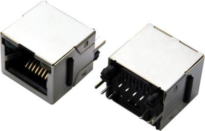 China 8P8C vertical RJ45 Jack, 1x1 port, top entry, shielded, built-in LED for sale