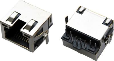 China 8P8C RJ45 connectors, shielded with EMI fingers, with LEDs, sinking plate type for sale