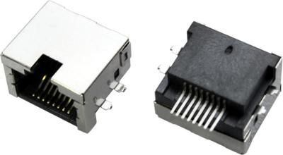 China 8P8C RJ45 connectors, tab-up, shielded, SMT, sinking plate type for sale