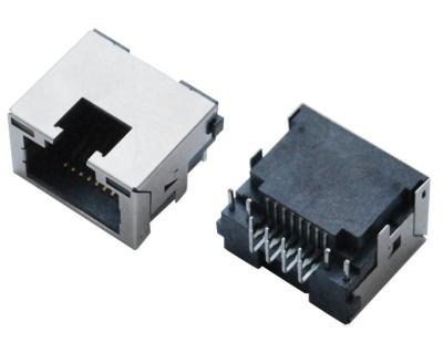 China 8P8C RJ45 connectors, tab-up, shielded, built-in LEDs, recessed for sale
