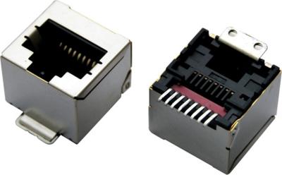 China 8P8C super low profile Vertical RJ45 Modular Jack connectors, shielded with or without LED, H=12.9mm for sale