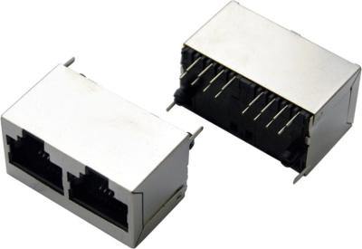 China 1x2 multi-port RJ45 Jacks,vertical, DIP, shielded for sale