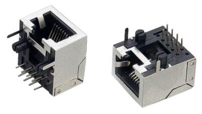 China 10P8C RJ45 Jack, Right angled, tab-down, shielded for sale