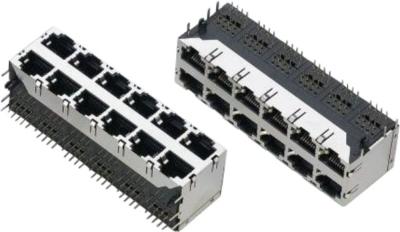 China 2x6 ports stacked Modular Jacks, shielded with EMI fingers for sale