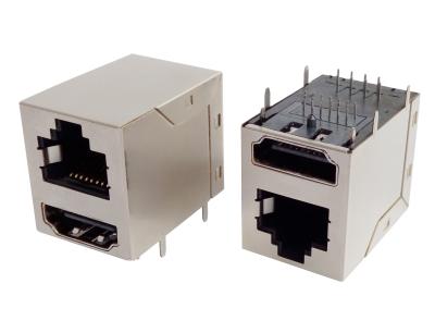 China RJ45 Jack integrated with single HDMI, Tab-up, shielded for sale