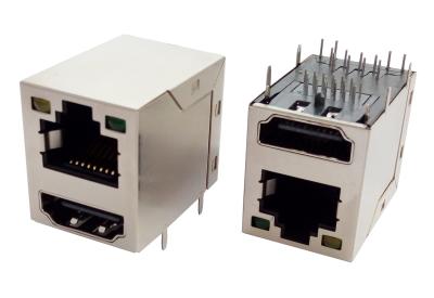 China RJ45 Jack integrated with single HDMI, Tab-up, shielded, with LEDs for sale