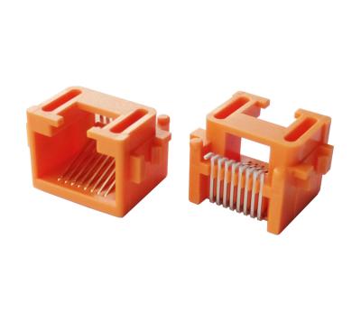 China RJ45 connectors, modular,  recessed SMT type, orange housing for sale