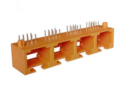 China 8P8C 1x4 multi port modular Jacks, RA, Tab-up, orange housing, mini type for sale