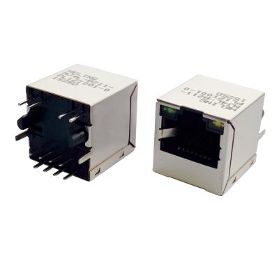 China 8P8C vertical RJ45 Modular Jack, 1x1 single port, vertical, shielded, built-in LED for sale