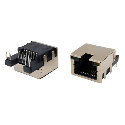 China 8P8C Low profile RJ45 connector shielded with LED, Left-green, Right-yellow,  H=8.85mm, tray packing for sale