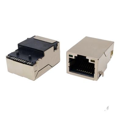 China RJ45 with Transformer 10/100Mbps, recessed low profile type, surface mount, shielded, built-in LED for sale