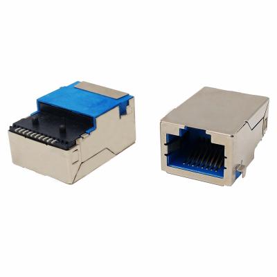 China 10/100 Base-T ultra low profile surface mount RJ45 connector with Transformer shielded without LED for sale