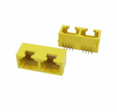 China 1x2 multi-ports 8p8c side-entry tab-up RJ45 Jacks for switch, routers and pon for sale