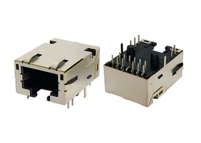 China 10G Base-T magnetic through-hole RJ45 connector shielded with LEDs for sale