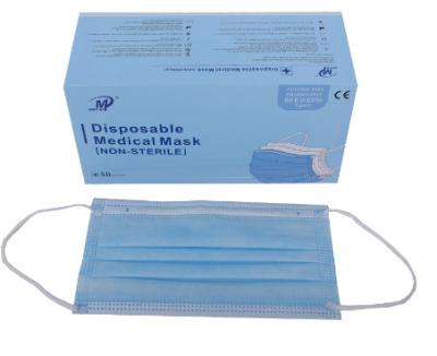China Máscara protetora 3ply médica descartável azul com ligamento ajustável à venda