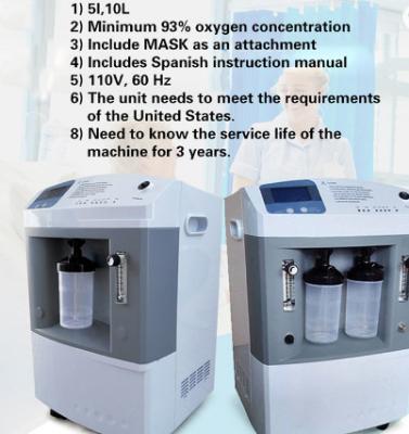 Cina 5l medico 7l 10l Mini Mobile Oxygen Concentrator Purity 96% in vendita