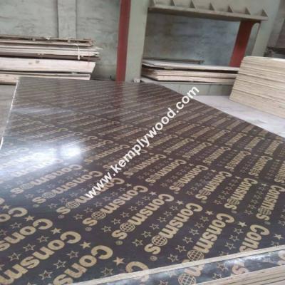 China High quality hard wood core brown film faced plywood, two times hot pressed brown shuttering plywood with brand logo for sale