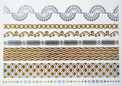China Metallic Jewelry temporary tattoo, flash tattoo, shimmer tattoo, gold tattoo for sale