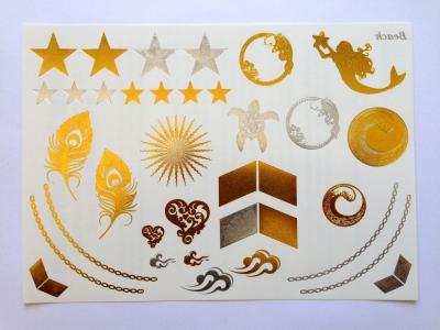 China Metallic temporary tattoo, jewelry Gold and silver foil tattoo, for sale