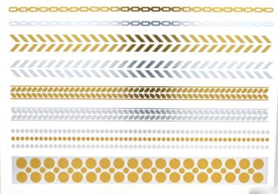 China Gold and silver foil metallic temporary tattoo. Gold, rose gold, silver, black, turquoise. for sale