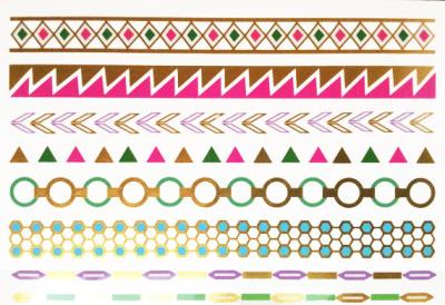 China Colorfull foil metallic temporary tattoo. Gold, rose gold, silver, black, turquoise. for sale