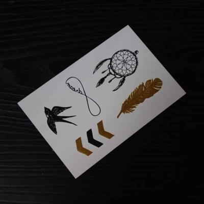 China Gold foil stamping temporary tattoo. silver foil stamping temporary tattoo for sale