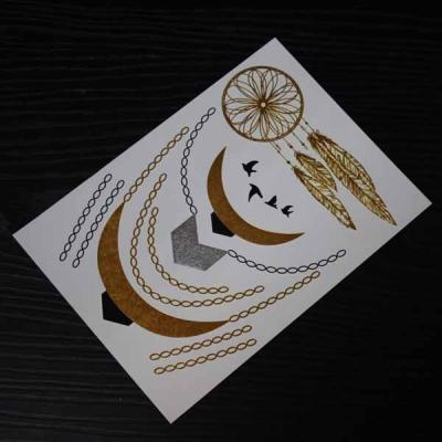 China Gold Metallic foil Tattoos, silver metallic foil tattoo, gold and silver metallic tattoo, for sale