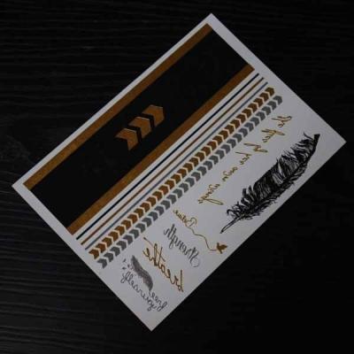 China Gold foil water tattoo sticker. Metallic tattoo sticker. gold, silver & black foil tattoo for sale