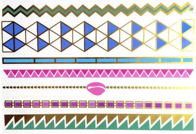 China Gold, rose gold, silver, black, turquoise.Colorfull foil metallic temporary tattoo. for sale