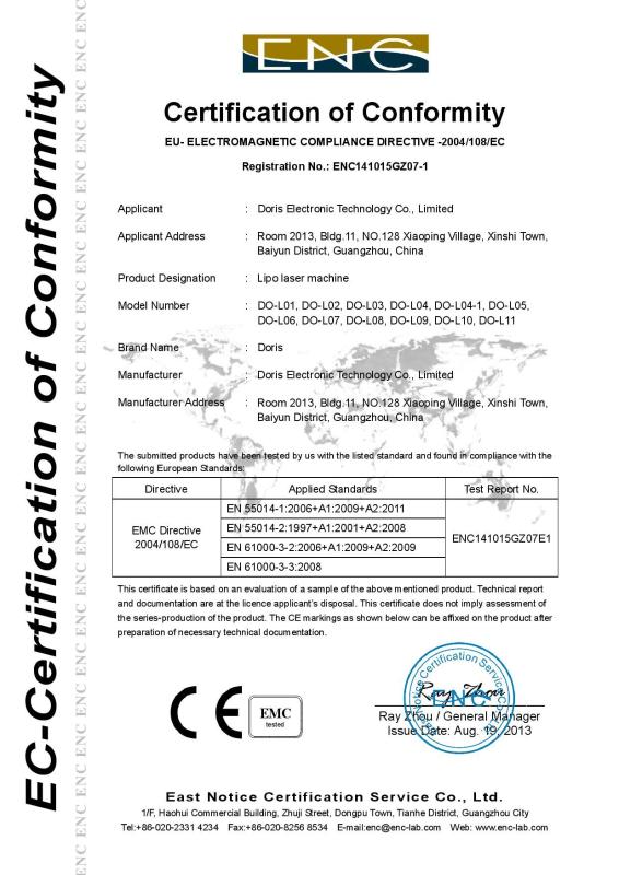 EU-ELECTROMAGNETIC COMPLIANCE DIRECTIVE-2004/108/EC - Doris Electronic Technology Co., Limited