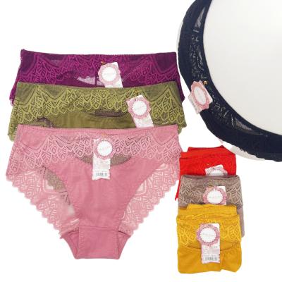 China Manufacturer Direct Wholesale New Style Women Panties Lace Underwear 95% Cotton Panties with Beautiful Lace for Women for sale