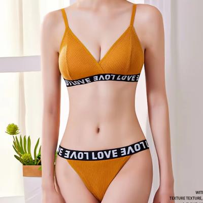 China Women High Quality Underwear Set Pure Cotton Panties and Bra Set Ladies 8 Colors Cotton Lingerie Sporty Set for sale