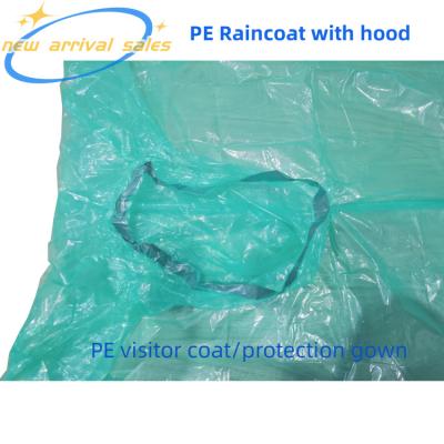 Cina New arrival yellow,green colors polyethylene raincoat adjustable neck belt with elastic cuffs in vendita
