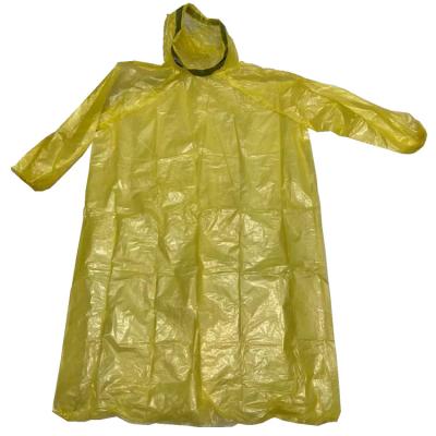 Cina New arrival yellow,green colors polyethylene raincoat adjustable neck belt with elastic cuffs in vendita