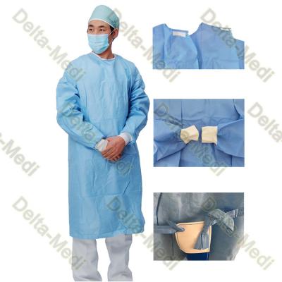 Cina Abito sterile eliminabile dei pp SMS con velcro sul polsino tricottato collo posteriore in vendita