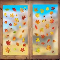 China Luminous Electrostatic Window Stickers Turkey Maple Leaf Window Sticker for sale