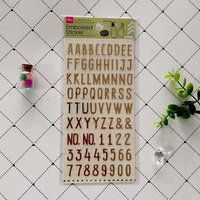 China Transparante pvc-Handrekening met Combinatie van Getallen en Letters 3D Folie het Stempelen Sticker Te koop