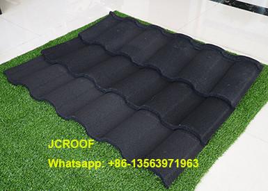 China Villa Stone Coated Steel Roof Tiles 0.42Mm In Thickness Wine Red Bond for sale