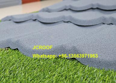China Flexible Black Classic Stone Coated Steel Roof Tiles 0.45mm Thickness In Kenya for sale
