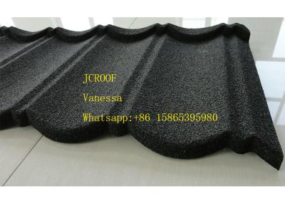 China Stone Coated Metal Roof Tile size 1300*420mm Thickness 0.45mm Roman Tile JC109 Green Black for sale
