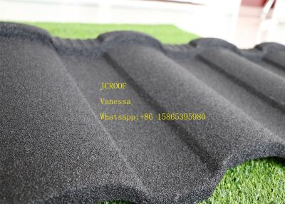 China Aluminum Zinc Stone Coated Metal Roofing Tile In Red Black Green Brown for sale