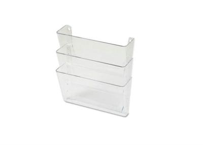 China Office Desk Organizer Transparent Acrylic Display Stands With 3 Pocket for sale