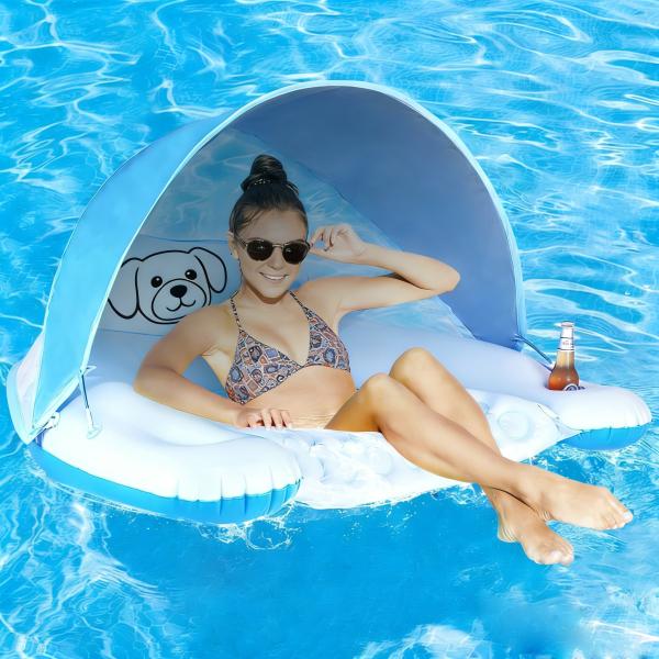 Quality Inflatable Pool Float with UPF50+ Sun Shade, Ergonomic Headrest, and Breathable Mesh Seat for Comfortable Lounging for sale