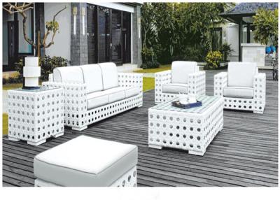 Cina Resistente di acqua all'aperto moderno stabilito della mobilia del patio della maglia del sofà bianco del rattan in vendita