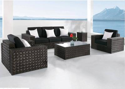 Cina Mobili da giardino stabiliti del rattan del PE del sofà sezionale all'aperto nero elegante in vendita
