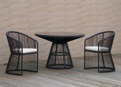 China Outdoor Dining Furniture 2 Rattan Chairs With Table , 15 Degree Angle Back Seat for sale