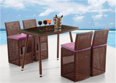 China Waterproof Modern PE Rattan Bar Set With 4 Stools , Dark Brown for sale