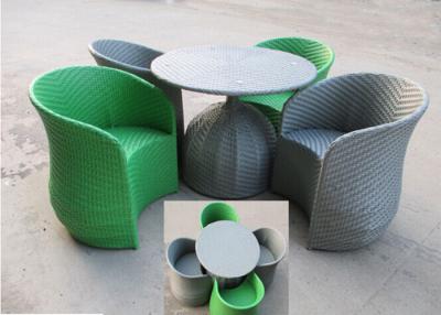 China Colored Green Rattan Table And Chairs Set Patio Furniture with Flower Design for sale