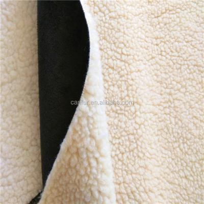 Cina Tessuto di suede sherpa sintetico in poliestere 100% giallo chiaro per clienti finali in vendita