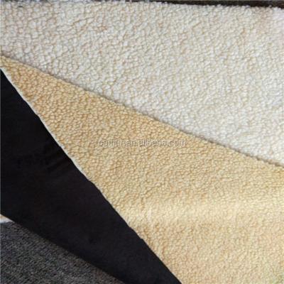 Cina Tessuto di suede sherpa sintetico in poliestere 100% giallo chiaro per clienti finali in vendita